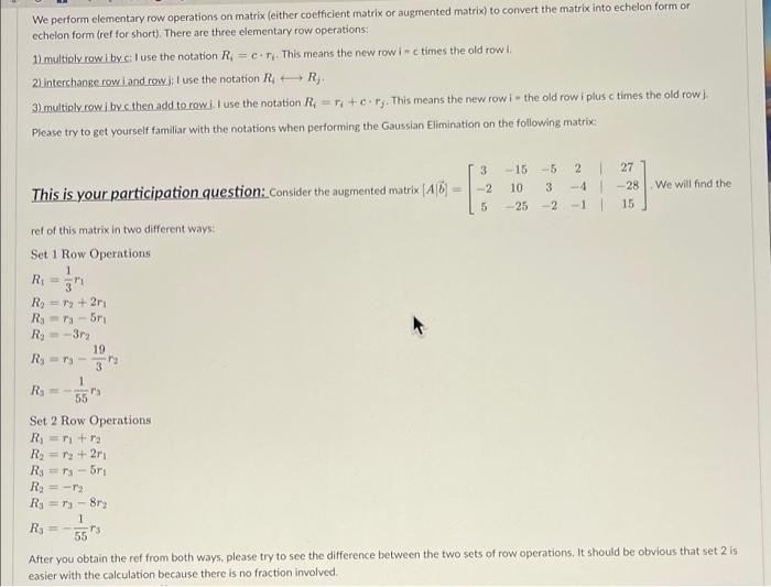 Solved We perform elementary row operations on matrix | Chegg.com
