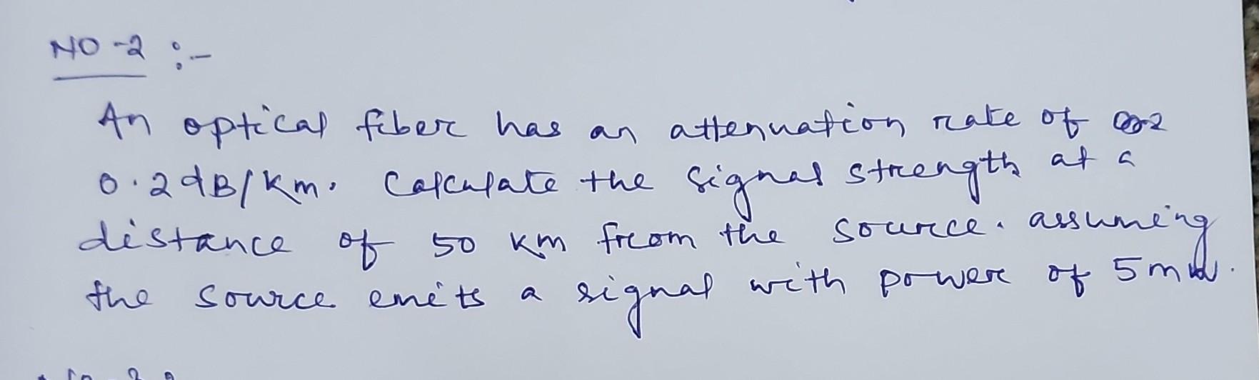Solved An optical fiber has an attenuation rate of 0.2 | Chegg.com