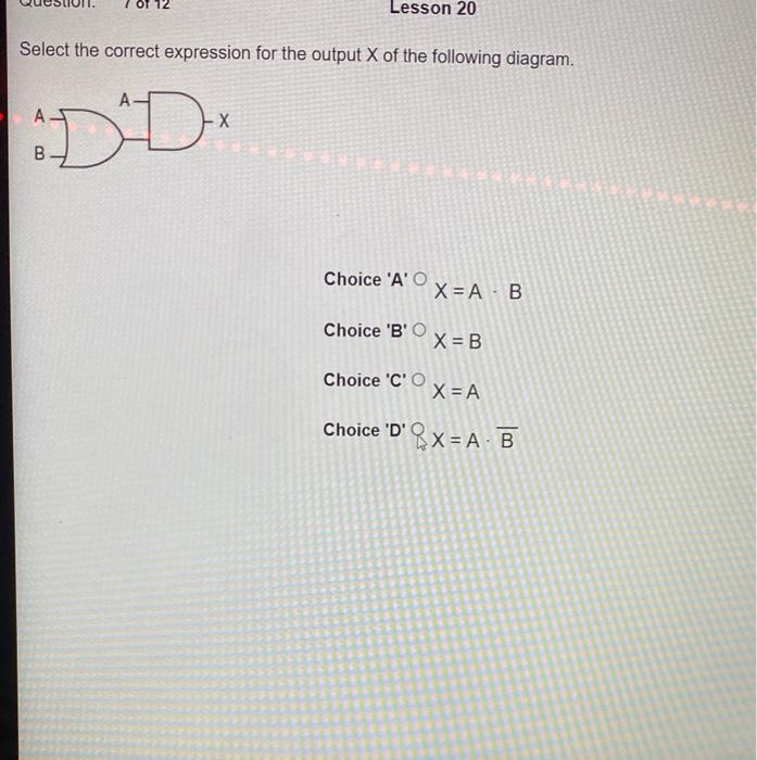 Solved Select the correct expression for the output X of the | Chegg.com
