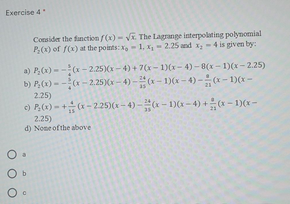 Solved Exercise 4* Consider the function f(x) = Vx. The | Chegg.com
