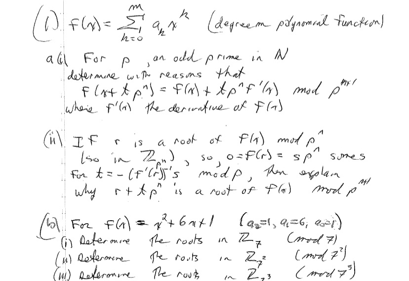 Solved (1) f(x)=∑h=0makxk (degreem porynomial functeon)a cil | Chegg.com