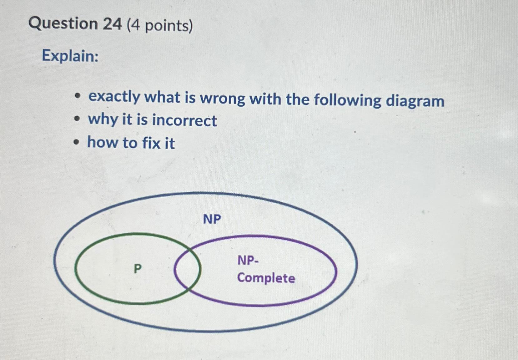 Question 24 (4 ﻿points)Explain:exactly what is wrong | Chegg.com