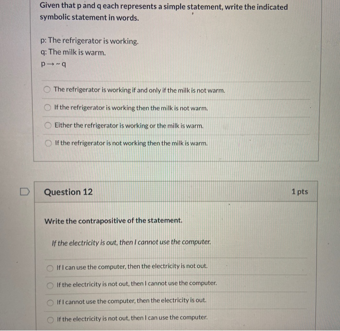 Solved Given that p and q each represents a simple | Chegg.com
