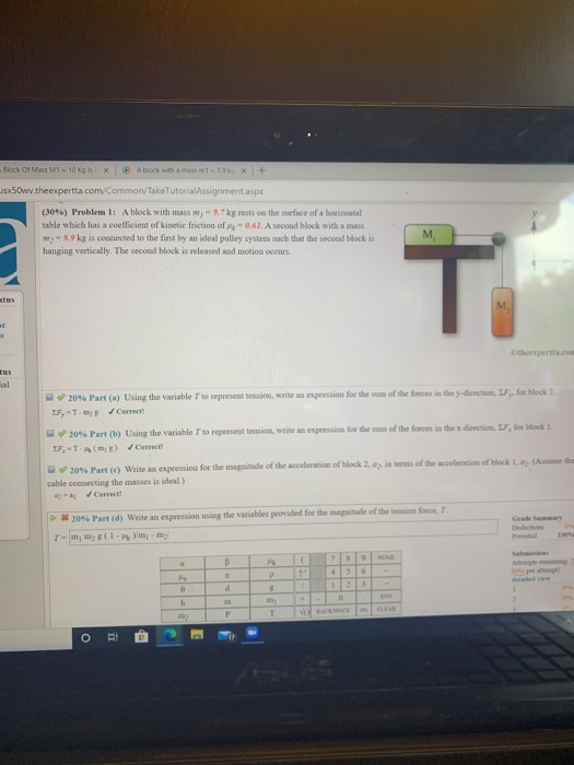 Solved Block Of Mass M1 - 10 Kis X A block with a mix + | Chegg.com