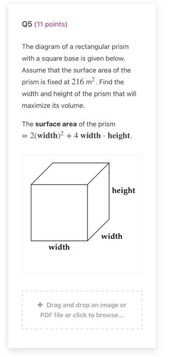 Solved Q5 (11 points) The diagram of a rectangular prism | Chegg.com