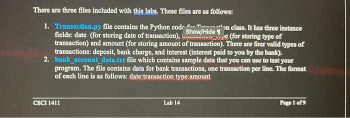 Solved # Transaction.py # Author: # Date: class Transaction: | Chegg.com