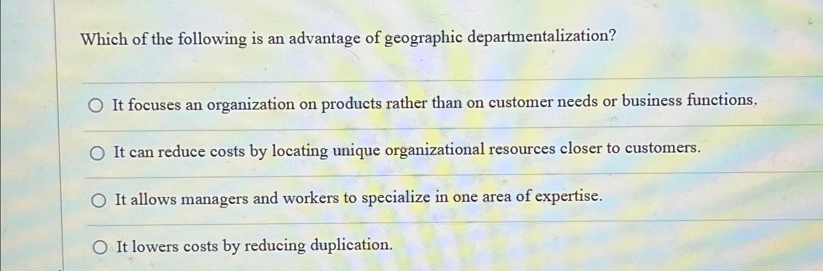 Solved Which of the following is an advantage of geographic | Chegg.com