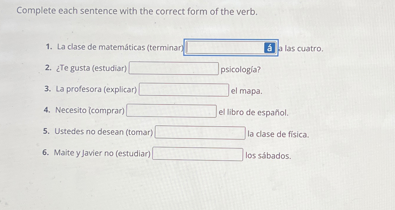 Complete each sentence with the correct form of the | Chegg.com