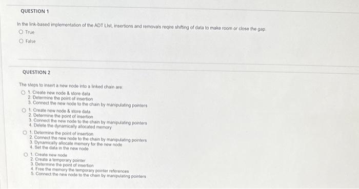 Solved In the linkbased implementation of the ADT List, | Chegg.com