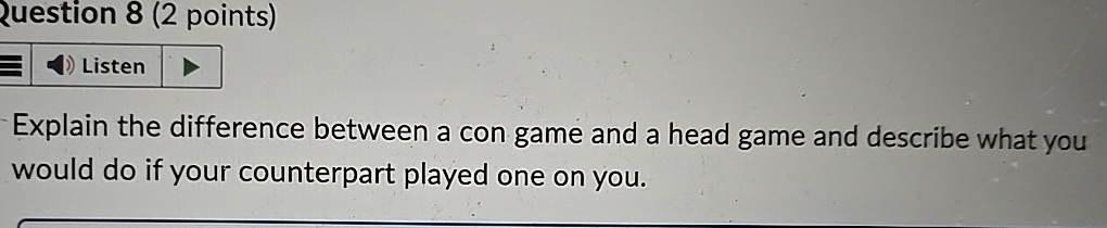 Solved Luestion 8 (2 ﻿points) Explain the difference between | Chegg.com