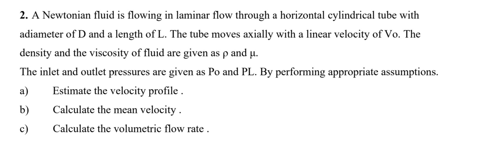 Solved A Newtonian fluid is flowing in laminar flow through | Chegg.com