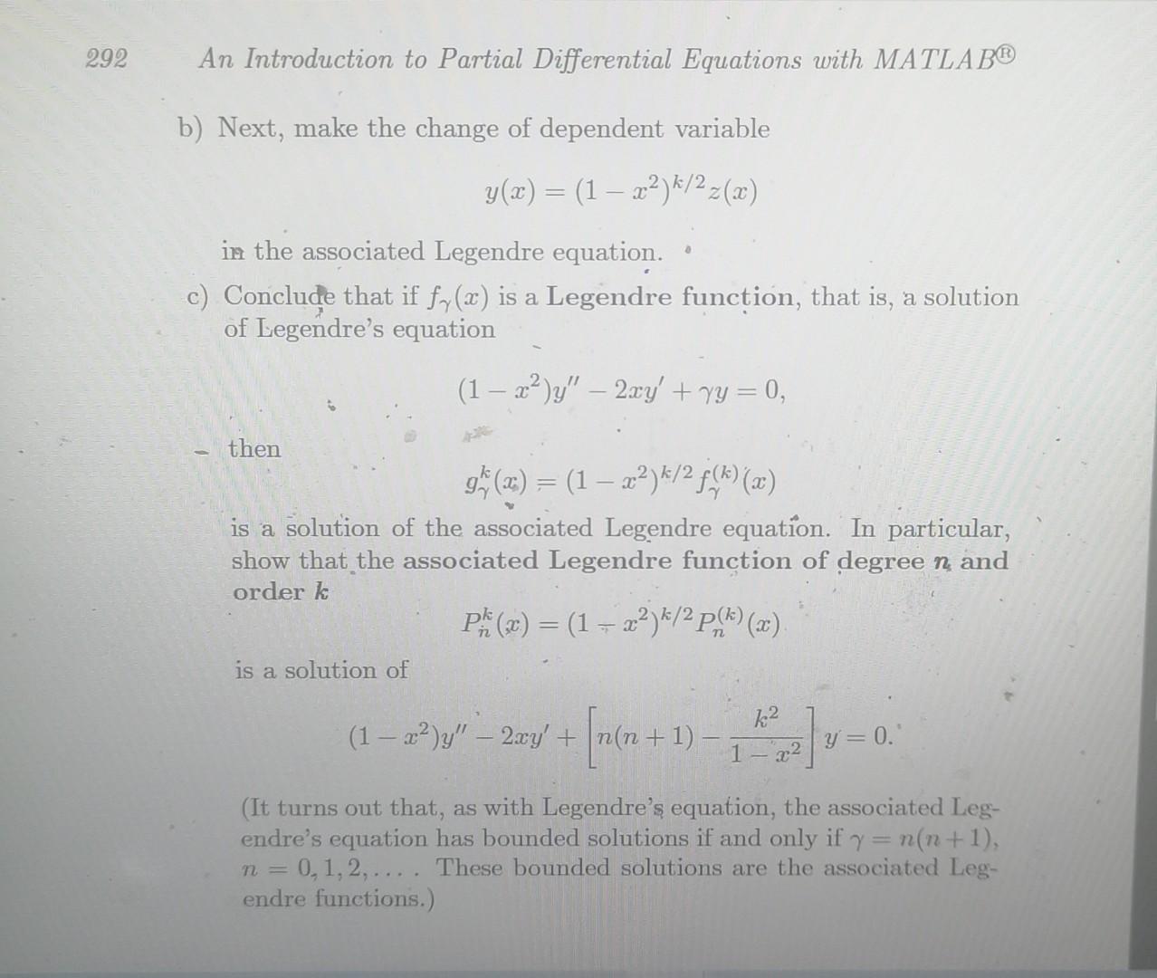 Solved 1 (-)ya = , 5. The associated Legendre equation, | Chegg.com