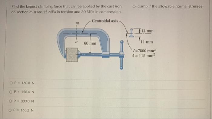 Solved Find the largest clamping force that can be applied | Chegg.com
