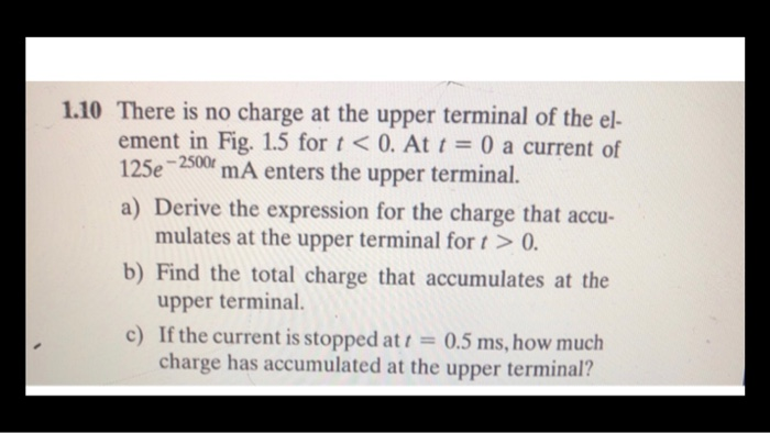 Solved 1.10 There is no charge at the upper terminal of the | Chegg.com