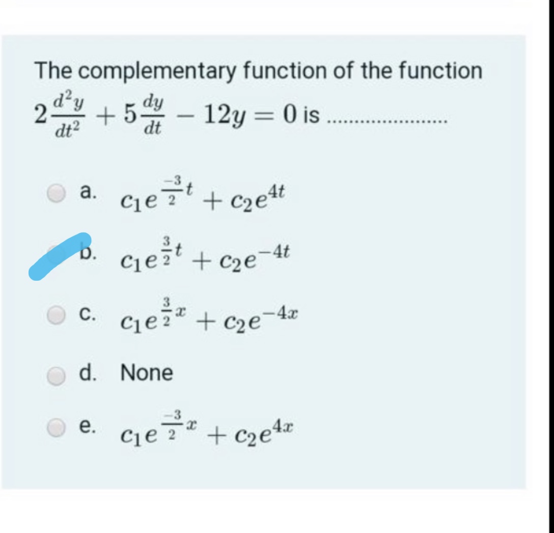 Solved The complementary function of the | Chegg.com