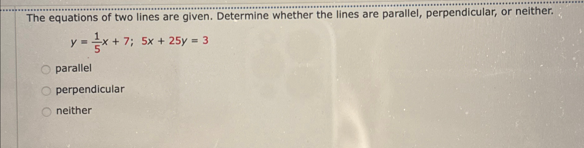 Solved The equations of two lines are given. Determine | Chegg.com