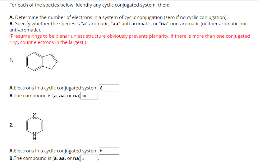 Solved For each of the species below, identify any cyclic | Chegg.com