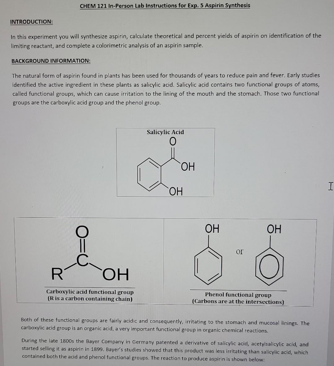 Solved CHEM 121 In-Person Lab Instructions for Exp. 5 | Chegg.com