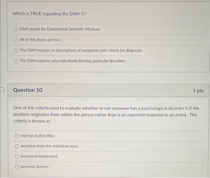 Solved Which is TRUE regarding the DSM-5? DSM stands for | Chegg.com