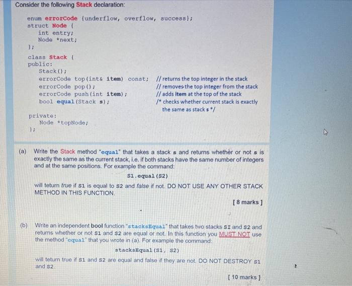 Solved Consider the following Stack declaration: enum | Chegg.com