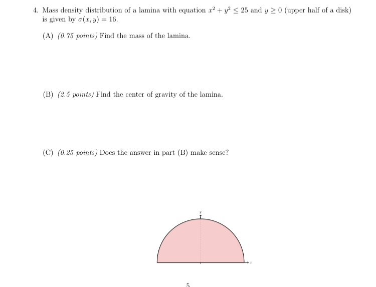 Solved Mass density distribution of a lamina with equation | Chegg.com