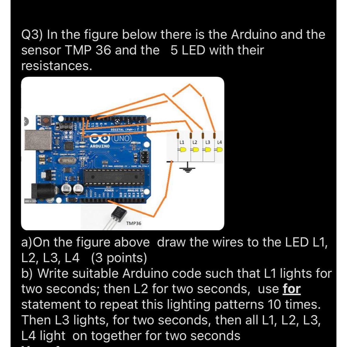 Solved Q3) In the figure below there is the Arduino and the | Chegg.com