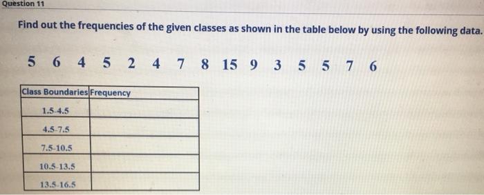 Solved Question 11 Find out the frequencies of the given | Chegg.com