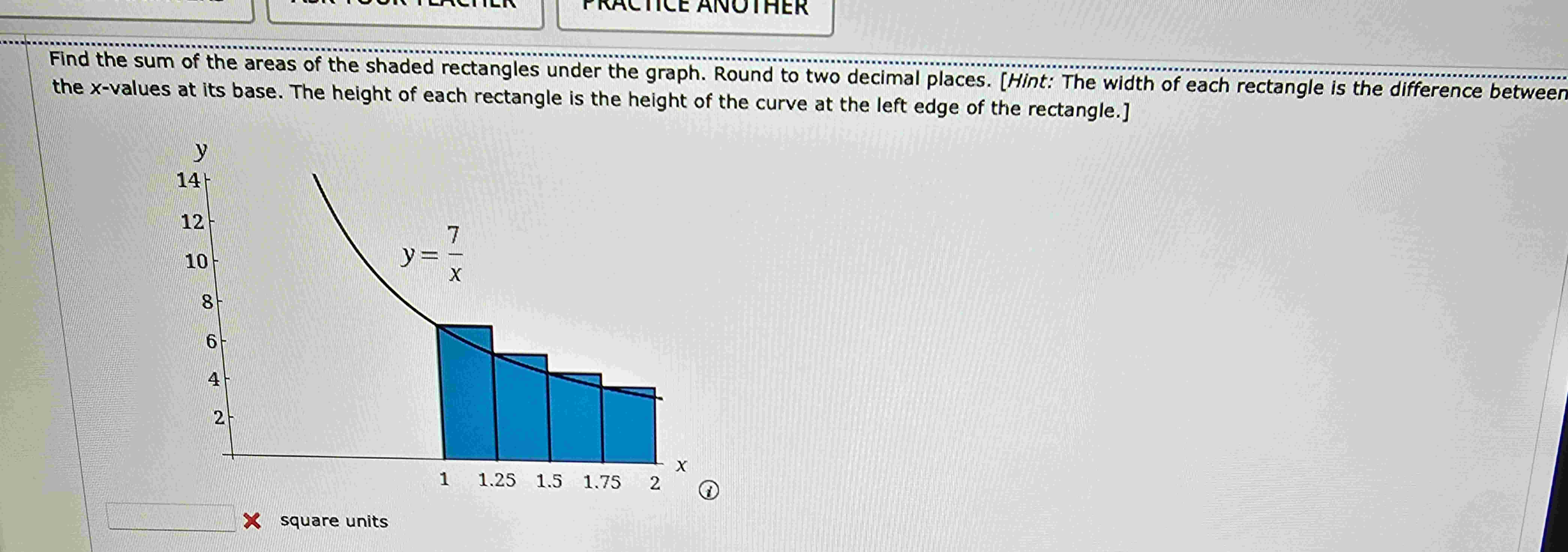 Solved Find the sum of the areas of the shaded rectangles | Chegg.com