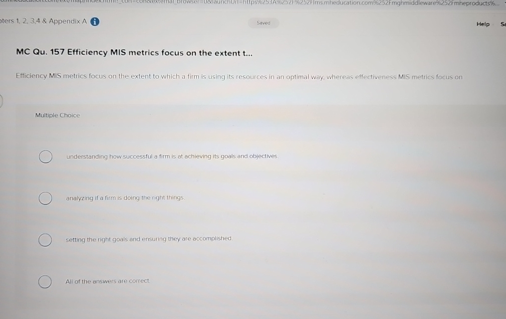 Solved ters 1, 2, 3,4 ﻿& Appendix A iHelpMC Qu. 157 | Chegg.com