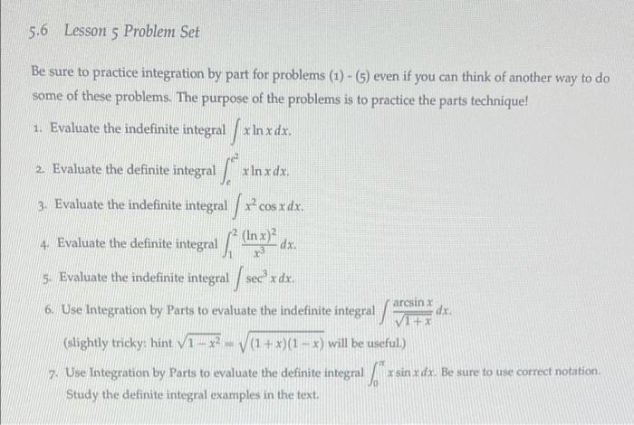 Solved 5.6 Lessons Problem Set 5 Be sure to practice | Chegg.com