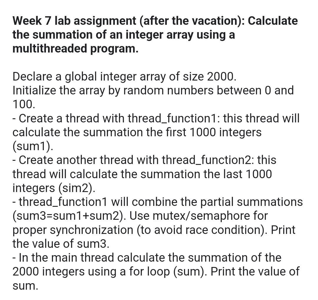Solved Week 7 ﻿lab assignment (after the vacation): | Chegg.com
