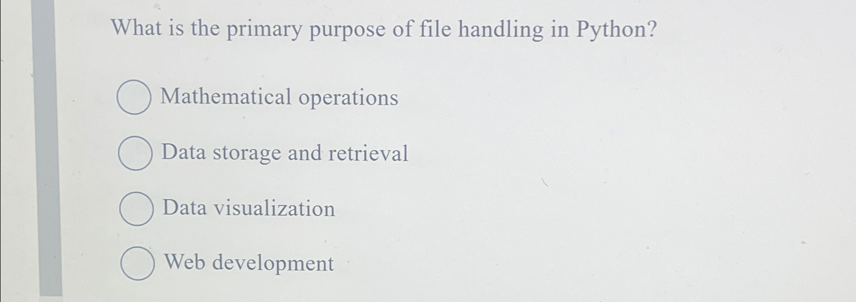 Solved What is the primary purpose of file handling in | Chegg.com