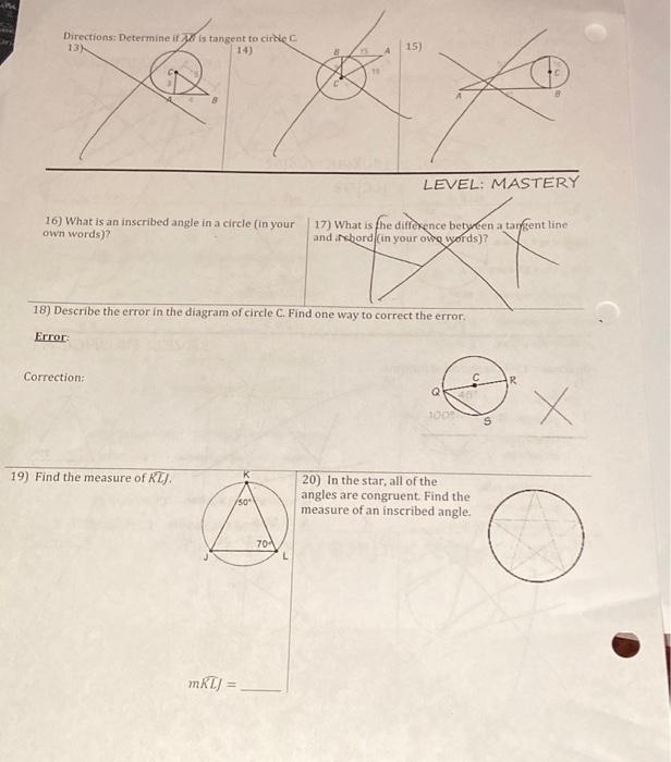 Solved Geometry Unit 9: Circles 9.2 Day 1 Angles in a Circle | Chegg.com