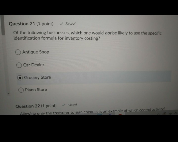 Solved Question 21 (1 point) Saved Of the following | Chegg.com