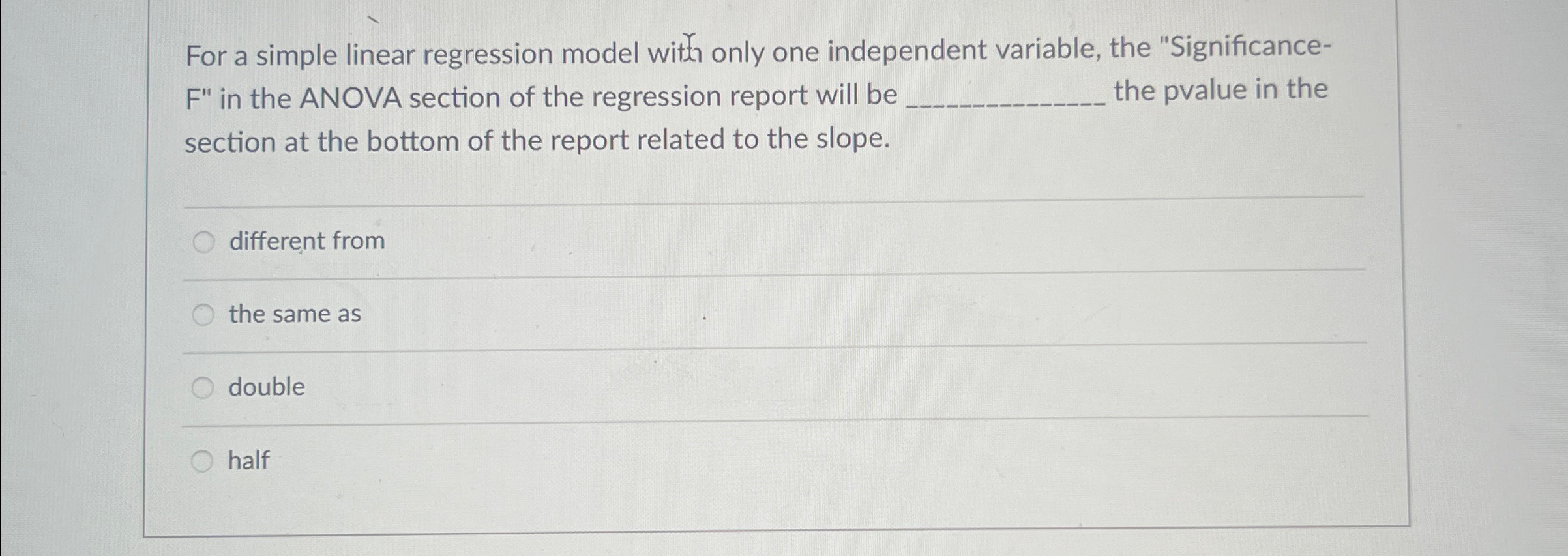 Solved For a simple linear regression model with only one | Chegg.com