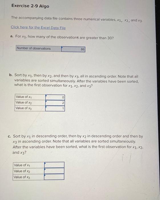 Solved The accompanying data file contains three numerical | Chegg.com