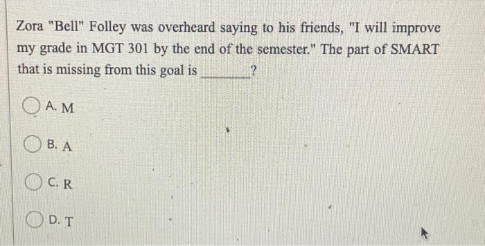 Solved Zora "Bell" Folley was overheard saying to his | Chegg.com