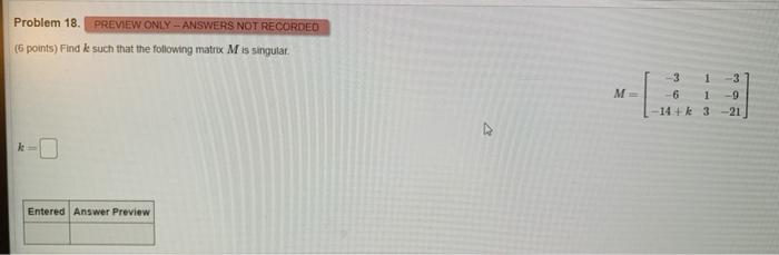 Solved Problem 18. PREVIEW ONLY - ANSWERS NOT RECORDED (5 | Chegg.com