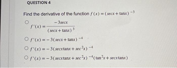 Solved Find the derivative of the function | Chegg.com