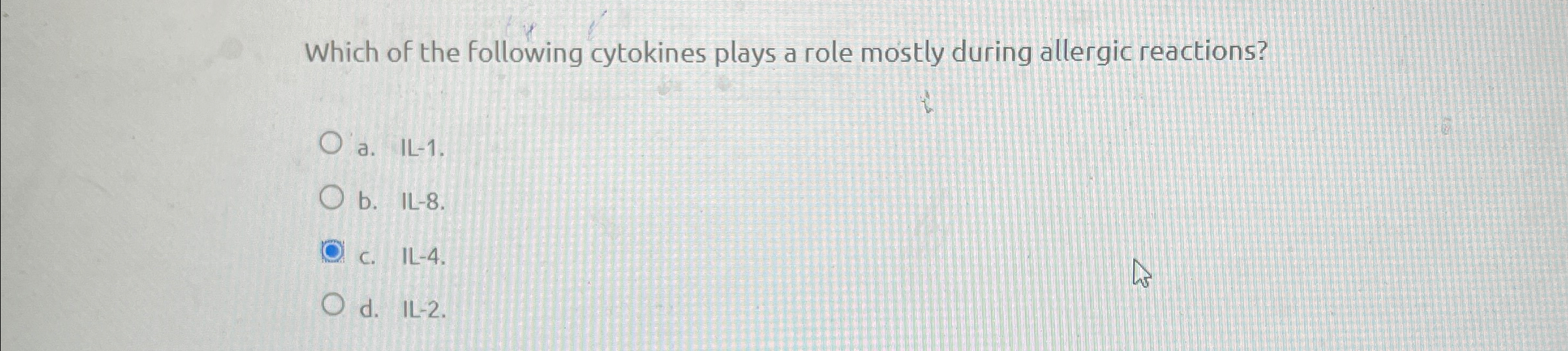 Solved Which of the following cytokines plays a role mostly | Chegg.com