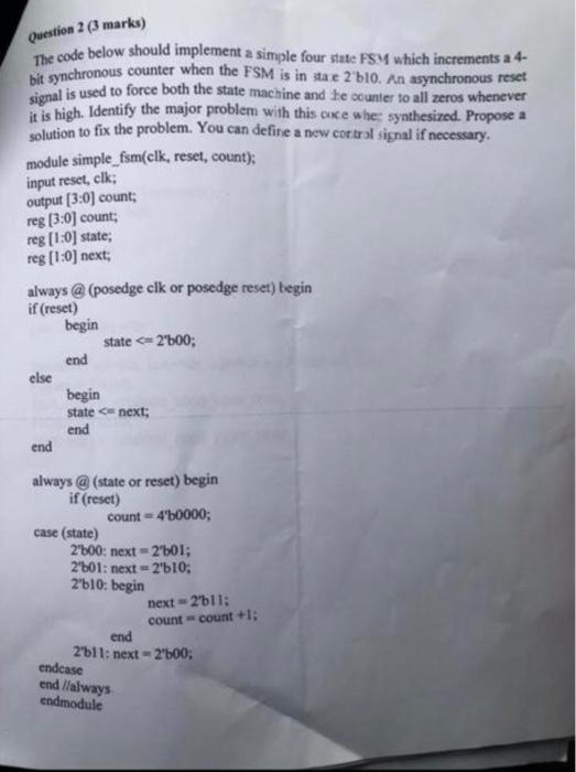 Solved Question 2 (3 marks) The code below should implement | Chegg.com