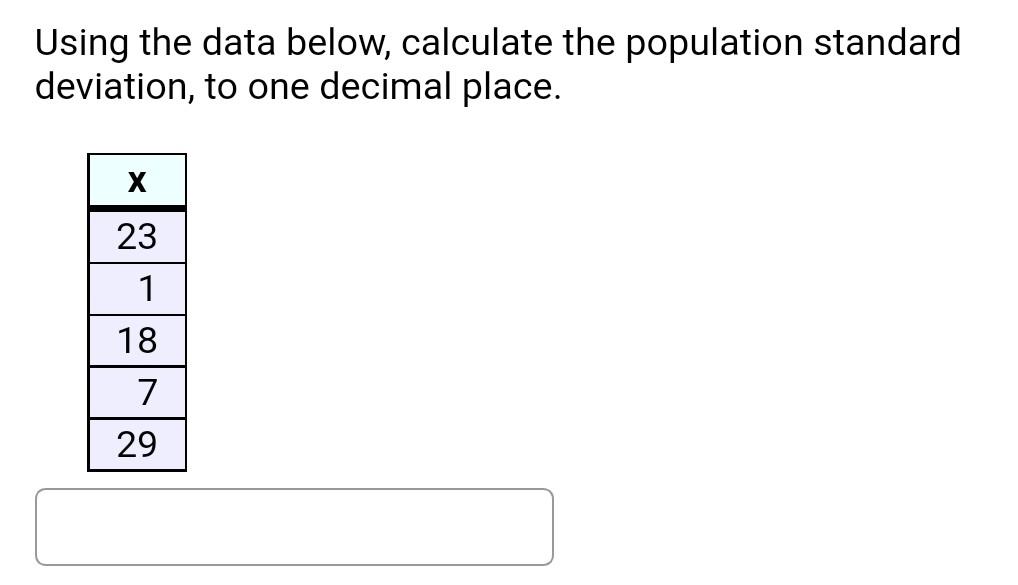 Solved Using the data below, calculate the population | Chegg.com