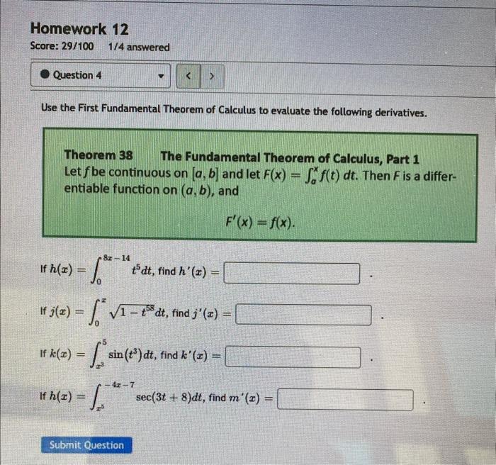 Solved Use the First Fundamental Theorem of Calculus to | Chegg.com