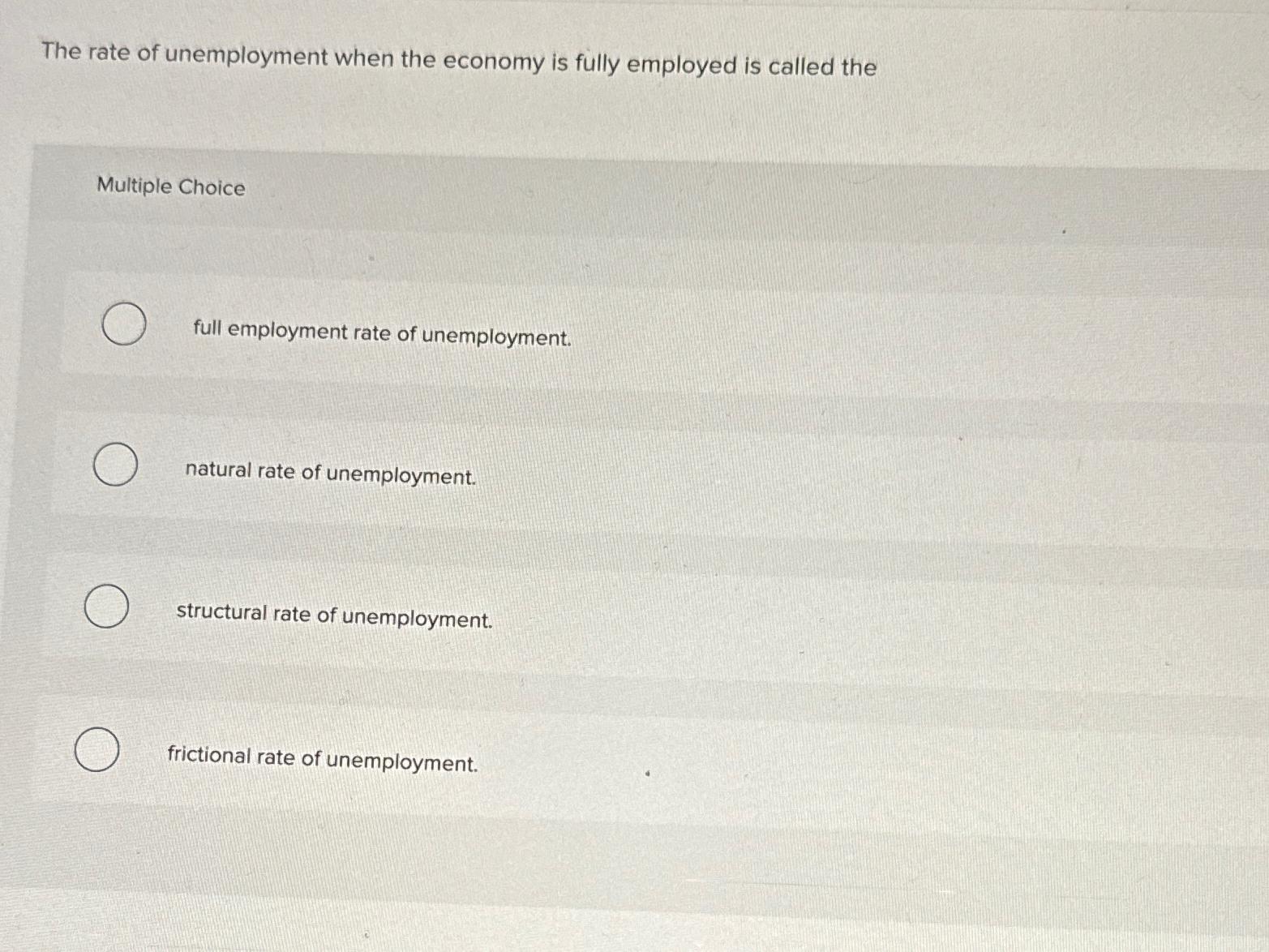 Solved The rate of unemployment when the economy is fully | Chegg.com