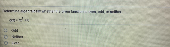 Solved Determine algebraically whether the given function is | Chegg.com