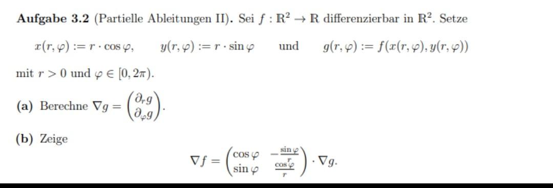 Aufgabe 3.2 (Partielle Ableitungen II). Sei f: R2 → R | Chegg.com