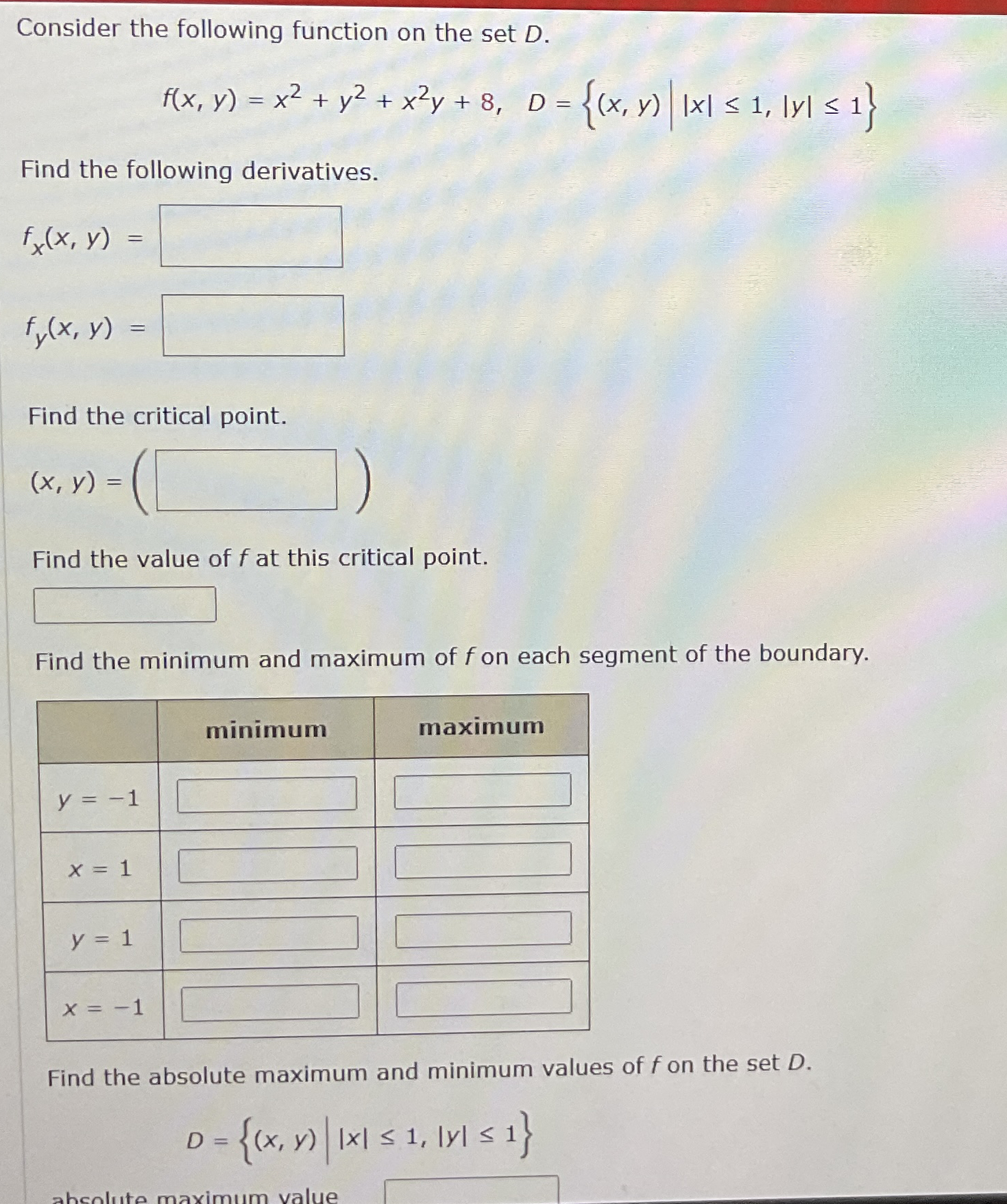 Solved Consider the following function on the set | Chegg.com