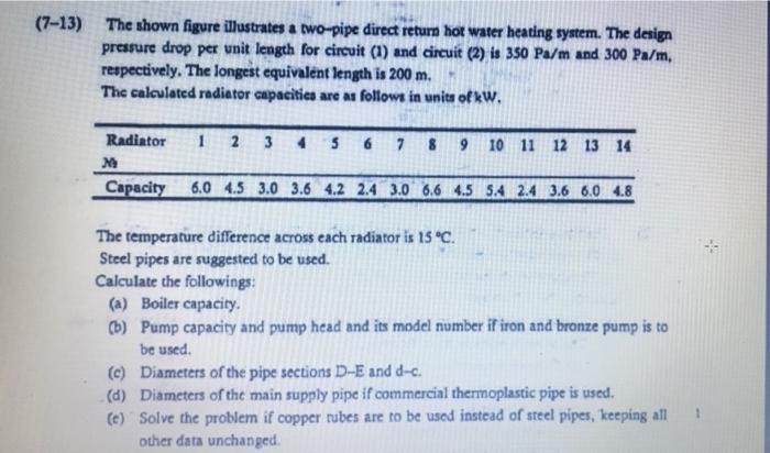 Solved (7-13) The shown figure illustrates a two-pipe direct | Chegg.com