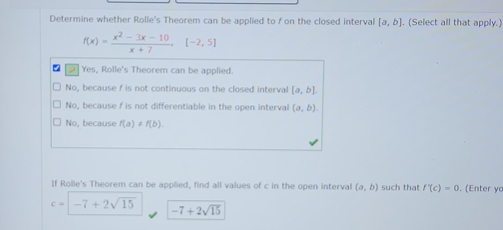 Solved Determine whether Rolle's Theorem can be applied to f | Chegg.com