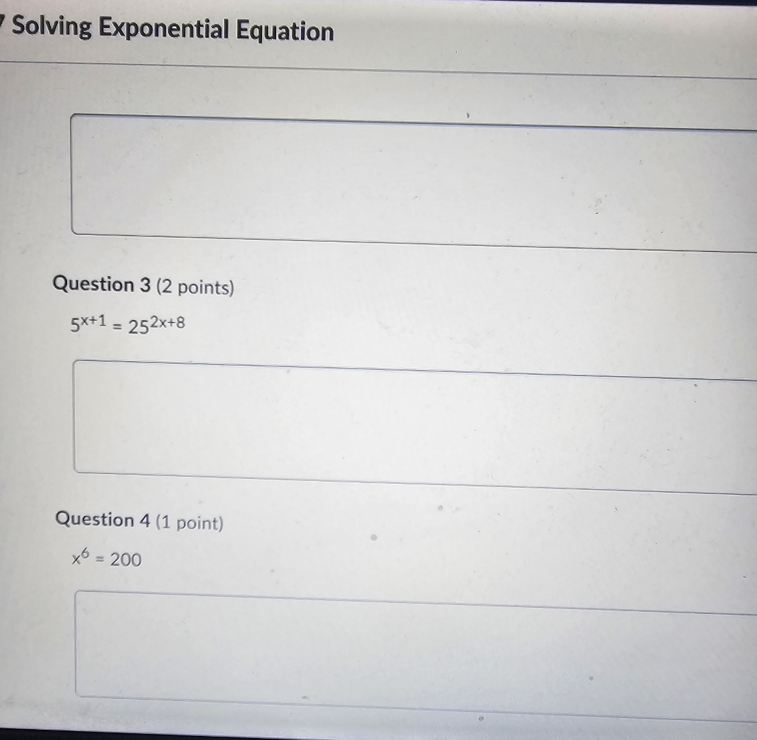 Solved Solving Exponential Equation,QQuestion 4 (1 | Chegg.com